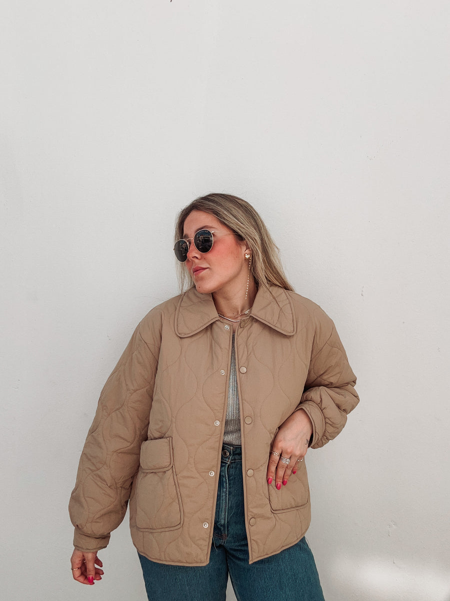 Mocha Collared Quilted Puffer Jacket – Shop Oli Oli